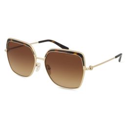 Michael Kors MK1141 | Damen-Sonnenbrille | Fassung: Vollrand, Quadratisch, Metall, Gold Hell | Glasfarbe: Braun Verlaufend
