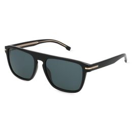 HUGO BOSS Boss 1599/S | Herren-Sonnenbrille | Fassung: Vollrand, Quadratisch, Acetat, Schwarz | Glasfarbe: Blau