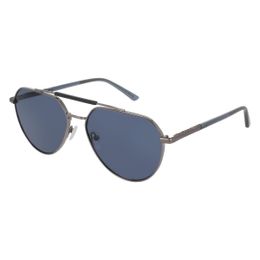 Calvin Klein CK26100S | Unisex-Sonnenbrille | Fassung: Vollrand, Pilot, Metall, Gun Hell | Glasfarbe: Blau
