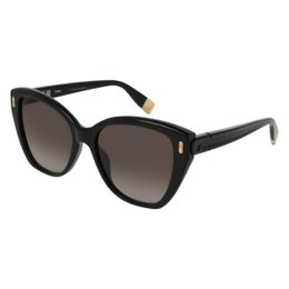 Furla SFUB11 | Damen-Sonnenbrille | Fassung: Vollrand, Quadratisch, Kunststoff, Schwarz Gl&auml;nzend | Glasfarbe: Grau Verlaufend