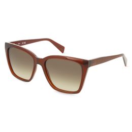 Liu Jo LJ818S | Damen-Sonnenbrille | Fassung: Vollrand, Eckig, Kunststoff, Braun | Glasfarbe: Gr&uuml;n Verlaufend