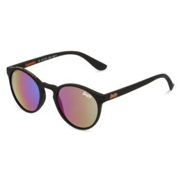 Superdry SARATOGA | Unisex-Sonnenbrille | Fassung: Vollrand, Panto, Kunststoff, Schwarz Matt | Glasfarbe: Grau