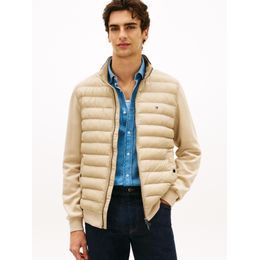 Steppjacke Tommy Hilfiger "MIX MEDIA mit Stehkragen", Herren, Gr. L, sandalwood, Sweatware, Obermaterial: 72% Baumwolle, 28% Polyester, unifarben, regular fit normal, Rippb&uuml;ndchen, Jacken Steppjacke, unifarben, casual, regular fit, Baumwollmix