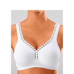 Soft-BH Petite Fleur, Damen, Gr. 75, Cup C, wei&szlig;, Trikot, Obermaterial: 80% Baumwolle, 15% Viskose, 5% Elasthan, BHs Soft-BH, ohne B&uuml;gel, Baumwoll-Qualit&auml;t