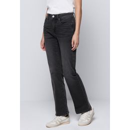 Bootcut-Jeans STREET ONE STUDIO, Damen, Gr. 33, L&auml;nge 30, schwarz (soft schwarz washed), Jeans, 63% Baumwolle, 25% Polyester, 10% Viskose, 2% Elasthan, unifarben, lang, Jeans, High Waist
