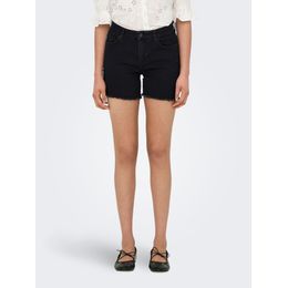 Only Damen Jeansshorts "ONLLAURA MID WAIST SHORT RW BOX", schwarz, Gr. M, unifarben, Denim/Jeans, Obermaterial: 80% Baumwolle, 19% Polyester, 1%