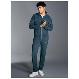 Jogginganzug TRIGEMA "TRIGEMA Freizeitanzug-Set", Herren, Gr. M, blau (jeans, melange), 100% Baumwolle, Sportanz&uuml;ge Jogginganzug