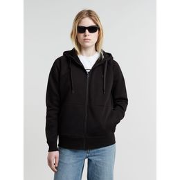 G-Star Raw Strickpullover G-STAR "Premium Core 2.1 Hooded Zip Thru Sweatshirt", Damen, Gr. M, dk schwarz, Obermaterial: 55% Baumwolle, 45% Polyester, Pullover Strickpullover