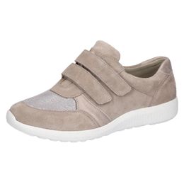 Waldl&auml;ufer Klettschuh WALDL&Auml;UFER "M-IRA", Damen, Gr. 3,5 (36), grau (taupe), Nappaleder, Textil, Veloursleder, Schuhe Klettschuh, Halbschuh, Komfortschuh in besonders breiter Schuhweite M