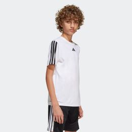 T-Shirt adidas Sportswear "TRAIN ESSENTIALS 3-STREIFEN KIDS", Jungen, Gr. 152, schwarz-wei&szlig; (wei&szlig;, schwarz), Obermaterial: 100% Polyester, Rundhals, Shirts T-Shirt