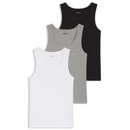 Tanktop BOSS "3P RibClassic BOSS ONE", Herren, Gr. XXL, open miscellaneous 980, Rippware, Obermaterial: 100% Baumwolle, Rundhals, Tops Tanktop, Ton in Ton Stickerei auf der Brust