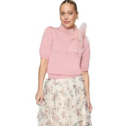 Kurzarmshirt Zero "Damen mit Schleife", Damen, Gr. 36, bridal rose, Obermaterial: 30% Polyester, 70% Viskose, unifarben, figurbetont normal, Shirts, drapiert / gerafft