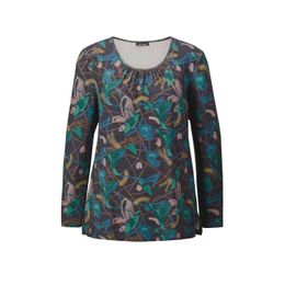 Langarmshirt GOLDNER "Kurzgr&ouml;&szlig;e Druckshirt", Damen, Gr. 19, bunt (bunt, gemustert), Obermaterial: 95% Viskose CV. 5% Elasthan EL., figurumspielend, normales B&uuml;ndchen, Shirts Langarmshirt, Kaschierender Effekt
