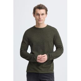 Strickpullover Blend "BHBror", Herren, Gr. L, winter moss, Feinstrick, 50% Polyacryl, 50% Baumwolle, gestreift, Basic, normal normal, Rundhals, Pullover Strickpullover, Stilvoller Feinstrick-Pullover mit strukturiertem Strickmuster