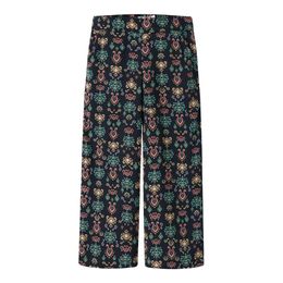 Schlupfhose name it "NKFVINAYA 7/8 WIDE PANT", M&auml;dchen, Gr. 152, N-Gr, schwarz sapphire aop:aztec inspirot, Web, Obermaterial: 98% Polyester, 2% Elasthan, Paisley, bedruckt, loose fit normal, Hosen Schlupfhose, in 7/8 L&auml;nge