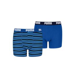 Boxershorts Puma "Puma BOYS EVERYDAY STRIPED BOXERS", Jungen, Gr. 146/152, navy, blau, Single Jersey, Obermaterial: 95% Baumwolle, 5% Elasthan, k&ouml;rpernah, Unterhosen, ohne Eingriff, mit elastischem Logobund