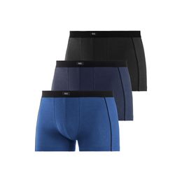 H.I.S. Boxer H.I.S "Boxershorts f&uuml;r Herren", Herren, Gr. 4 (S), 3 Stk., blau (blau, navy, schwarz), Jersey, Obermaterial: 95% Baumwolle, 5% Elasthan, unifarben, Unterhosen, mit schmalen Piping an den Seiten