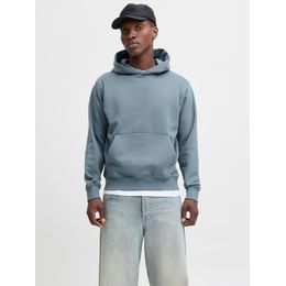 Jack & Jones Kapuzensweatshirt JACK & JONES "JJEURBAN EDGE SWEAT HOOD NOOS", Herren, Gr. XS, stormy weather, angeraute Sweatware, Obermaterial: 70% Baumwolle, 30% Polyester, unifarben, relaxed fit taillenbedeckt, ohne Ausschnitt, Rippb&uuml;ndchen, Sweatshirts, mit K&auml;ngurutasche