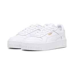 Sneaker Puma "Carina Street Sneakers M&auml;dchen", M&auml;dchen, Gr. 35,5, wei&szlig; (wei&szlig; gold), Obermaterial: Kuhleder, Synthetik, Leder; Futter: Textil, Synthetik; Innensohle: Textil; Laufsohle: Gummi, Schuhe Sneaker