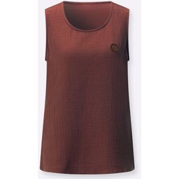 Blusentop Casual Looks, Damen, Gr. 38, rotbraun, 100% Baumwolle, unifarben, Rundhals, Blusen Blusentop