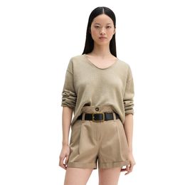 Marc O'Polo MARC O'POLO Damen Strickpullover "aus Organic Cotton-Leinen-Mix"earthy taupe, Gr. M, unifarben, Obermaterial: 52% Baumwolle, 48% Leinen, Pullover