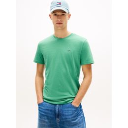 T-Shirt Tommy Jeans "TJM XSLIM JASPE HTR TEE EXT", Herren, Gr. 4XL, bahama gr&uuml;n htr, Single Jersey, Obermaterial: 60% Baumwolle, 40% Polyester, Basic, slim fit normal, Rundhals, eingesetzt abgesteppte Kante, Shirts T-Shirt, Mit Rundhalsausschnitt
