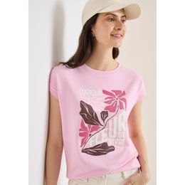 Print-Shirt Cecil, Damen, Gr. XL (44), light blush rose, Web, 48% Baumwolle, 48% Modal, 4% Elasthan, bedruckt, comfort fit normal, U-Boot-Ausschnitt, abgesteppt, Shirts, mit U-Boot-Ausschnitt