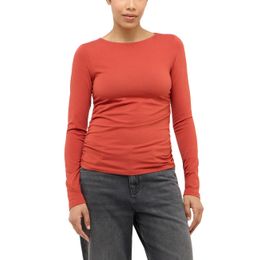 Langarmshirt Mustang "Damen Style Ambrose", Damen, Gr. L, rot, Jersey, 95% Baumwolle, 5% Elasthan, Rundhals, Shirts Langarmshirt