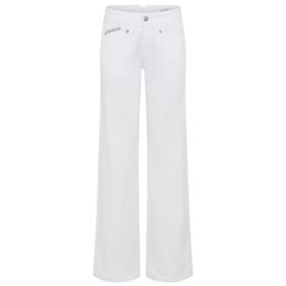 Straight-Jeans Herrlicher "Prime New Denim White Stretch", Damen, Gr. 32, L&auml;nge 32, silk, Denim/Jeans, Obermaterial: 97% Baumwolle, 3% Elasthan, unifarben, straight fit lang, Jeans Straight-Jeans, mit Spitzbund und Keileins&auml;tzen, High Waist
