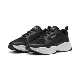 Puma Damen Sneaker "Cassia 2.0 Sneakers Damen", Gr. 35,5schwarz gold wei&szlig;, Obermaterial: Synthetik, Textil; Futter: Textil; Innensohle: Textil;