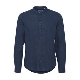 Langarmhemd Casual Friday "Langarmhemd CFAnton", Herren, Gr. XXL, N-Gr, schwarz (schwarz navy), Obermaterial: 55% Leinen LI. 45% Baumwolle CO., Hemden