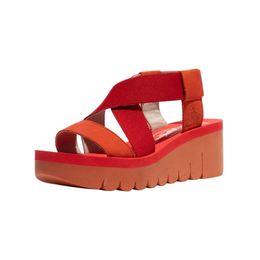 Keilsandalette Fly London "Fly London Sandalen Leder/Textil", Damen, Gr. 37, rot, Leder, Textil, Schuhe