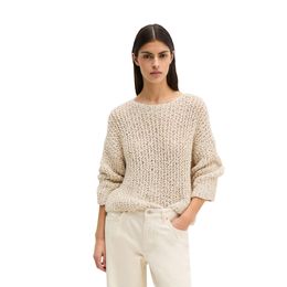Marc O'Polo Strickpullover MARC O'POLO "aus Organic-Cotton-Mix-Slub", Damen, Gr. L, grau silk, Obermaterial: 75% Baumwolle, 25% Polyester, unifarben, U-Boot-Ausschnitt, Pullover Strickpullover