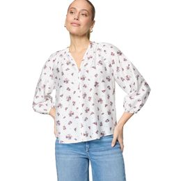 Schlupfbluse Zero "Damen mit Print", Damen, Gr. 34, cream, pink, Obermaterial: 11% Polyester, 89% Viskose, bedruckt, figurumspielend normal, V-Ausschnitt, B&uuml;ndchen, Blusen Schlupfbluse