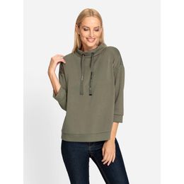 Sweatshirt Heine, Damen, Gr. 42, gr&uuml;n (khaki), 50% Modal, 44% Polyester, 6% Elasthan, unifarben, Sweatshirts Sweatshirt