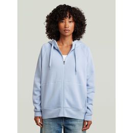 G-Star Raw Strickpullover G-STAR "Premium Core 2.1 Hooded Zip Thru Sweatshirt", Damen, Gr. M, lt wave, Obermaterial: 55% Baumwolle, 45% Polyester, Pullover Strickpullover