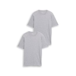 T-Shirt Tom Tailor, Herren, Gr. L, light stone grau melange, Single Jersey, Obermaterial: 60% Baumwolle, 40% Polyester, meliert, regular fit taillenbedeckt, Rundhals, gerader Abschluss, Shirts T-Shirt, mit Logo Print