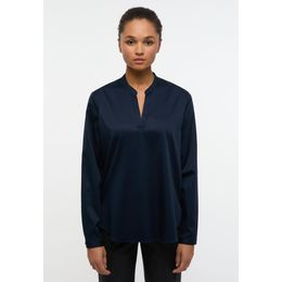 Longbluse Eterna "LOOSE FIT", Damen, Gr. 50, blau (dunkelblau), 95% Baumwolle, 5% Elasthan, normal, Blusen Longbluse, EASY IRON (b&uuml;gelleicht)