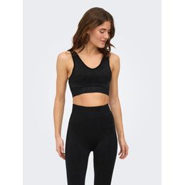 Sport-BH Only Play "ONPEDDA-2 SEAM BRA NOOS", Damen, Gr. S, N-Gr, schwarz detail:with wash, Jersey, Obermaterial: 92% Polyamid, 8% Elasthan, unifarben, regular fit, BHs Sport-BH