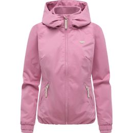 Outdoorjacke Ragwear "Dizzie Tech", Damen, Gr. 4XL (48), rosa, Obermaterial: 100% Polyester. Innenfutter: 100% Polyester, gerade h&uuml;ftbedeckend, hoch geschlossener Ausschnitt, &Auml;rmel ohne &Auml;rmelschlitz Rippstrickb&uuml;ndchen mit Gummizug, Jacken Outdoorjacke, Wasserdichte Damen &Uuml;bergangsjacke mit gro&szlig;er Kapuze