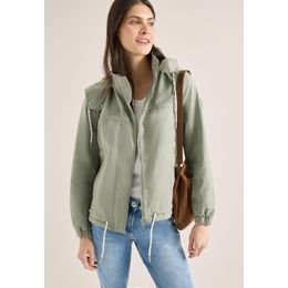 Outdoorjacke Cecil, Damen, Gr. L (42), chlorella gr&uuml;n, Web, Obermaterial: 59% Baumwolle, 30% Polyester, 11% Polyamid; Futter: 100% Baumwolle, unifarben, comfort fit normal, ohne Ausschnitt, B&uuml;ndchen, Jacken Outdoorjacke, im Hoodie-Style