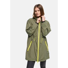 Outdoorjacke Marikoo "Tr&uuml;ffelbonbon", Damen, Gr. L, olive leaf, Obermaterial: 100% Polyester; Kapuze: 62% Polyester, 33% Baumwolle, 5% Elasthan; Wattierung: 100% Polyester; &Auml;rmelfutter: 100% Polyester, Jacken Outdoorjacke, Funktionale Outdoorjacke mit Kapuze und Kordelzug