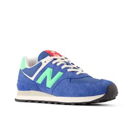 New Balance Damen Sneaker "574", Gr. 39,5blau agate, lime leaf, Leder, Textil, mehrfarbig, Schuhe