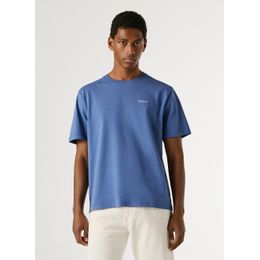 T-Shirt Pepe Jeans "CONTRAST CONNOR", Jungen, Gr. S, blau (washed navy blau), Jersey, Obermaterial: 100% Baumwolle, unifarben, regular fit h&uuml;ftbedeckend, Rundhals, abgesteppte Kante, Shirts T-Shirt, mit Rundhals und gesticktem Logo