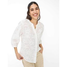 Shirtbluse Brax "Style VELIA", Damen, Gr. 42, wei&szlig;, Web, 100% Baumwolle, V-Ausschnitt, Blusen