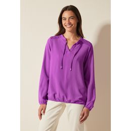 Langarmbluse Cecil, Damen, Gr. XL (44), lila (iced violet), Stoff, 55% Viskose, 44% Polyester, 1% Elasthan, unifarben, normal normal, Rundhals, B&uuml;ndchen, Blusen, im angenehmen Materialmix
