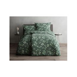 Wendebettw&auml;sche Grund Gr. 1, gr&uuml;n, bedruckt, B/L: 135cm x 200cm, Satin, B/L: 80cm x 80cm, 1 tlg., Satin, 100% Baumwolle, Bettw&auml;sche, Wendebettw&auml;sche
