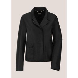 Madeleine Mode Kurzblazer MADELEINE "Kurzblazer Wollblazer mit Klappkragen und Pattentaschen", Damen, Gr. 44, schwarz, Obermaterial: 100% Schurwolle WV., Modern, normal, Blazer Kurzblazer, Wollblazer in Leichtverarbeitung, gekochte Wolle