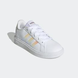 Sneaker adidas Sportswear "GRAND COURT LIFESTYLE LACE TENNIS", M&auml;dchen, Gr. 32, wei&szlig; (cloud wei&szlig;, iridescent, ftwr wei&szlig;), Synthetik, Textil, Schuhe Sneaker, Design auf den Spuren des adidas Superstar, f&uuml;r Kinder & Jugendliche