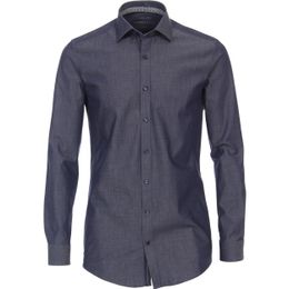 Businesshemd Venti "Venti Businesshemd uni", Herren, Gr. 37, Normalgr&ouml;&szlig;en, blau (mittelblau), 88% Baumwolle, 12% Elasthan, unifarben, sehr figurbetont, Hemden
